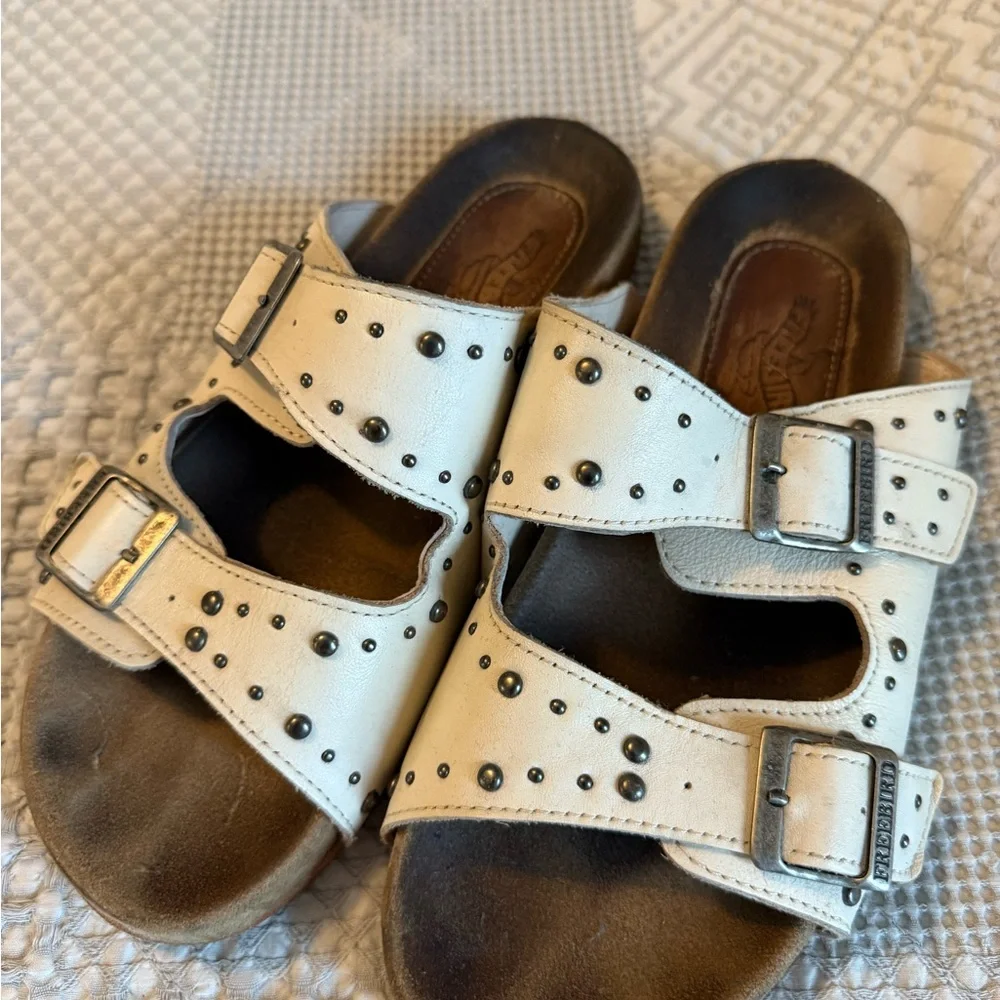 freebird | Shoes | Freebird White Studded Double Buckle Slide Sandals ...